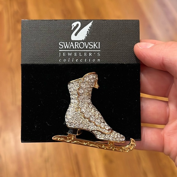 Swarovski | Accessories | Swarovski Crystal Vintage Ice Skate Pin ...